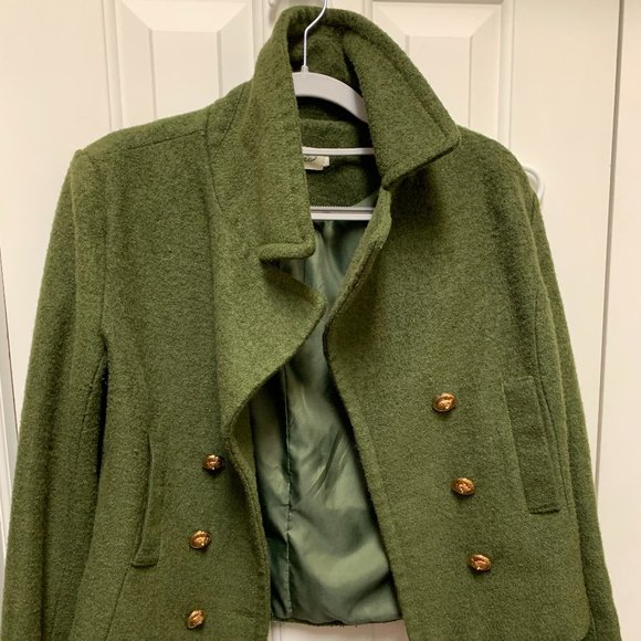 Jackets & Coats | Fashion Woolen Cloth Green Short Jacket With Front ...